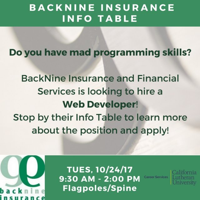BackNine Insurance Info Table | Cal Lutheran