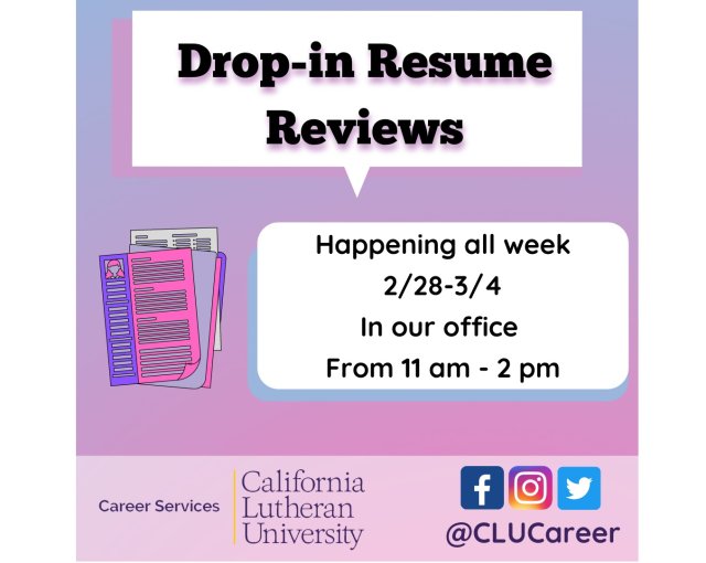 Drop-in Resume Reviews | Cal Lutheran